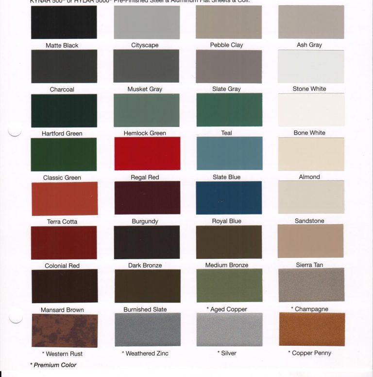 Color Chart | ADVANCED Architectural Sheet Metal & Supply